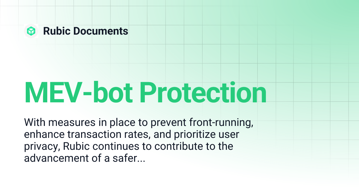 MEV-bot Protection | Rubic Documents